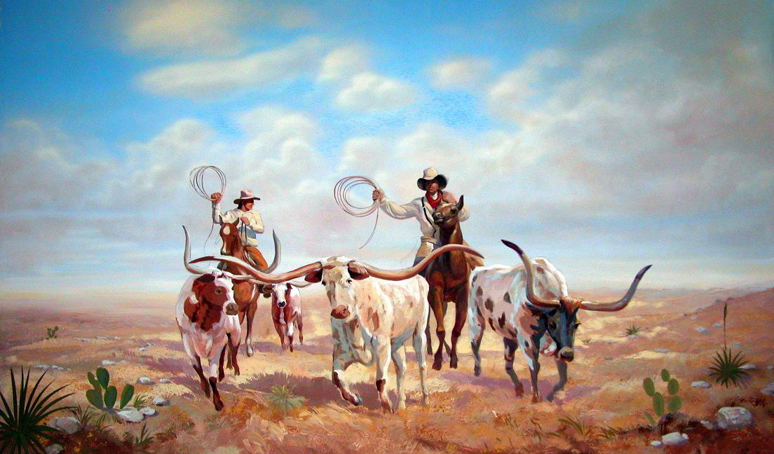 SR Cattle Roping on Range Mural | Western Theme Services of Texas ...